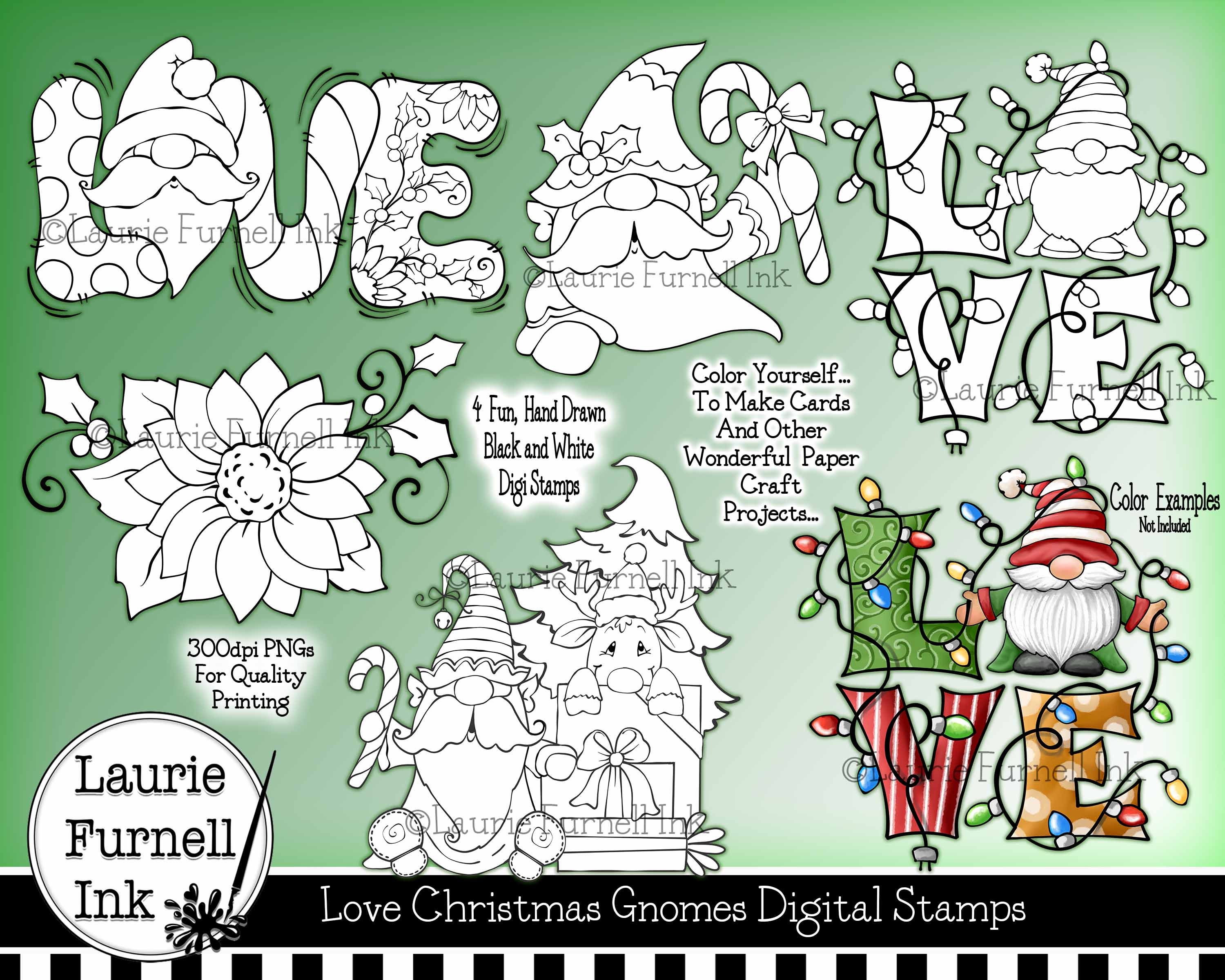 Christmas Gnome Clip Art, Holiday Gnome Digital Stamps, Christmas Love ...