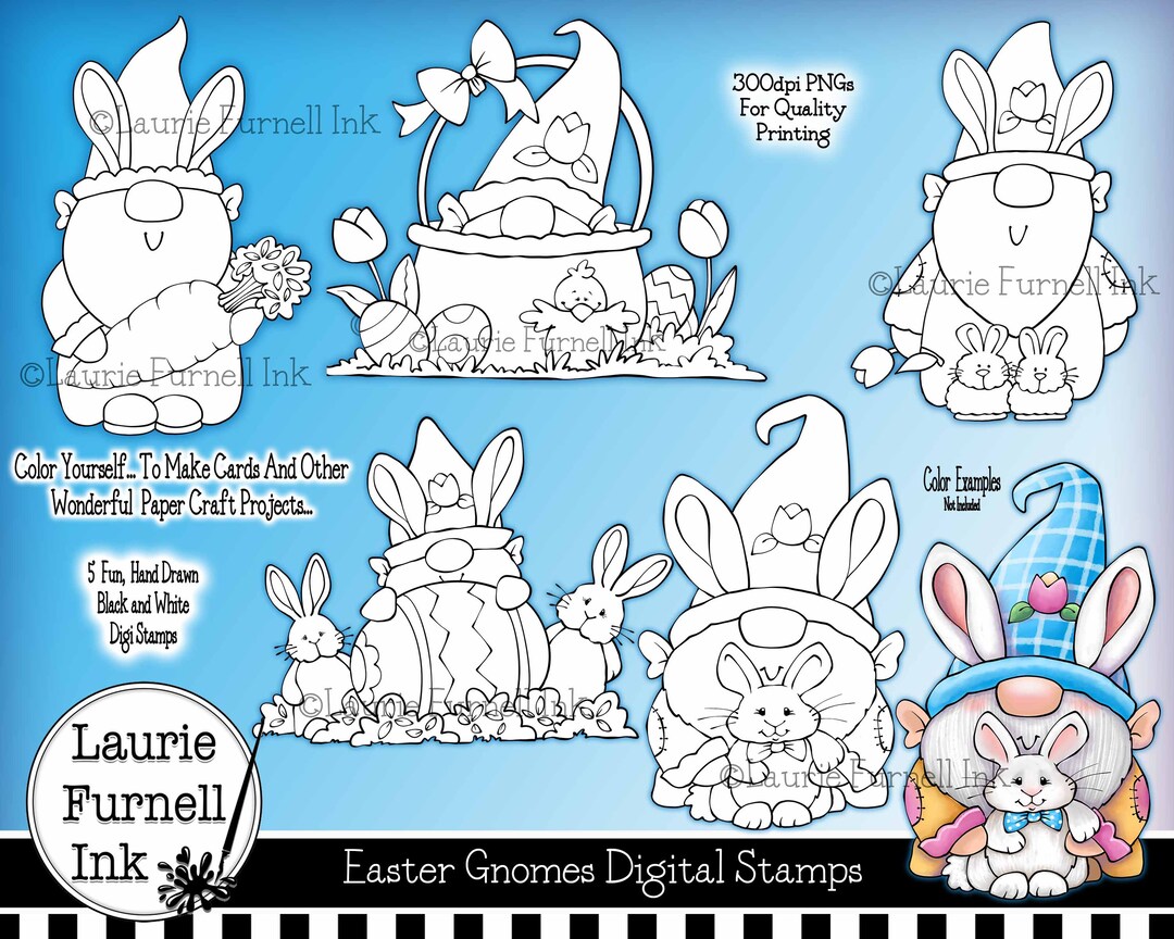 Easter Gnome Clip Art, Easter Gnome Digital Stamps, Spring Gnome Digi ...