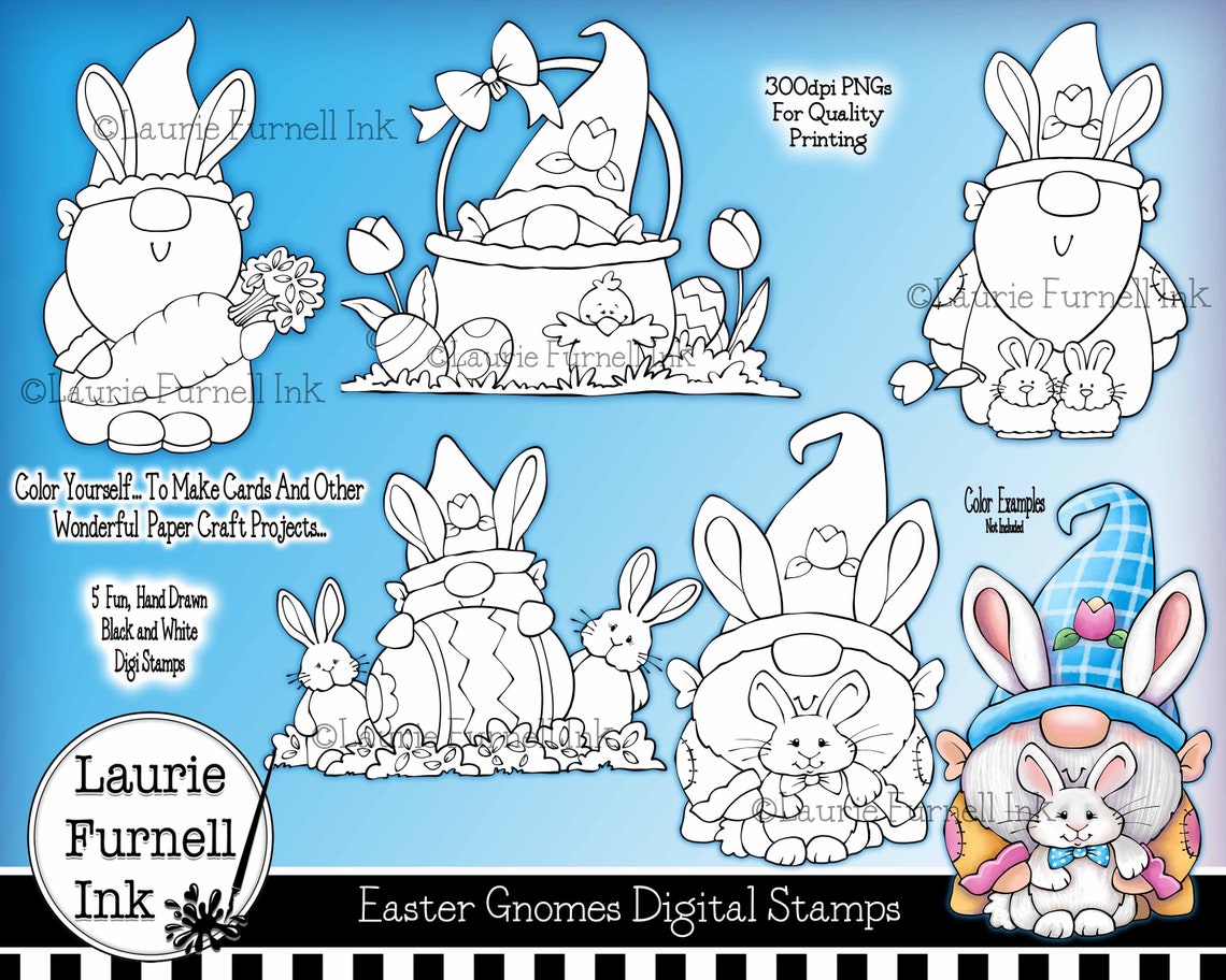 Easter Gnome Clip Art Easter Gnome Digital Stamps Spring | Etsy