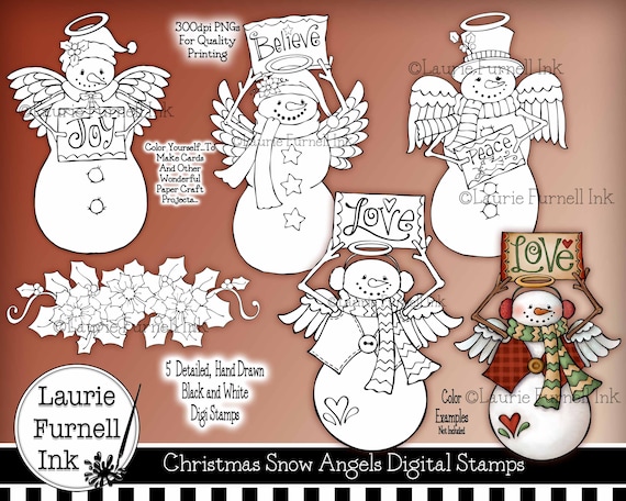 Snow Angel Digital Stamp Christmas Snowman Digi Holiday Line - Etsy