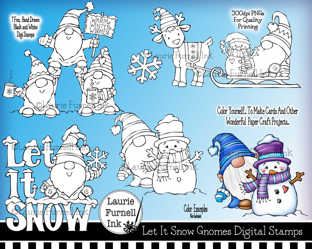 Winter Gnome Digital Stamps, Gnome Digital Stamps, DIY Card Making ...