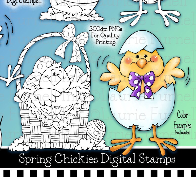 Spring Digital Stamps Easter Digi Stamps Baby Chicks Digis - Etsy