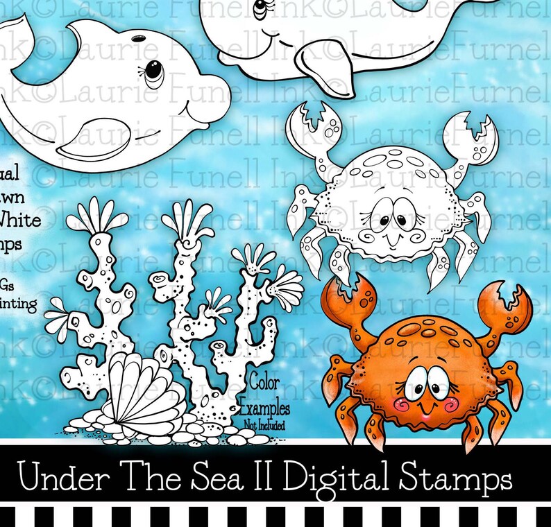 Under the Sea Digital Stamp Fish Digital Stamp Digi Stamp - Etsy