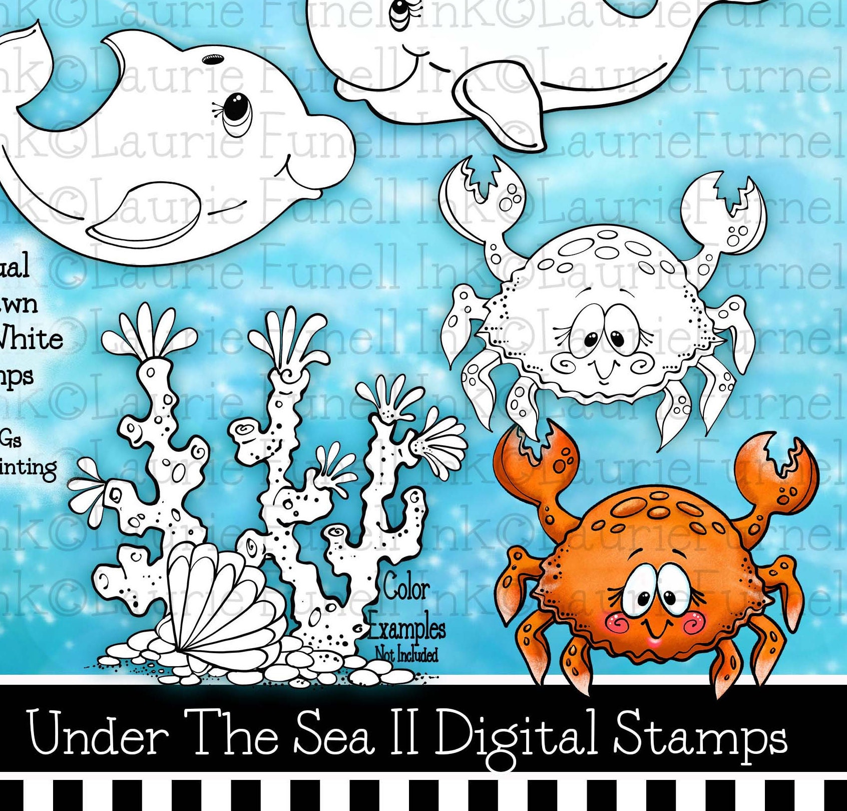 Under the Sea Digital Stamp, Fish Digital Stamp, Digi Stamp, Coloring ...