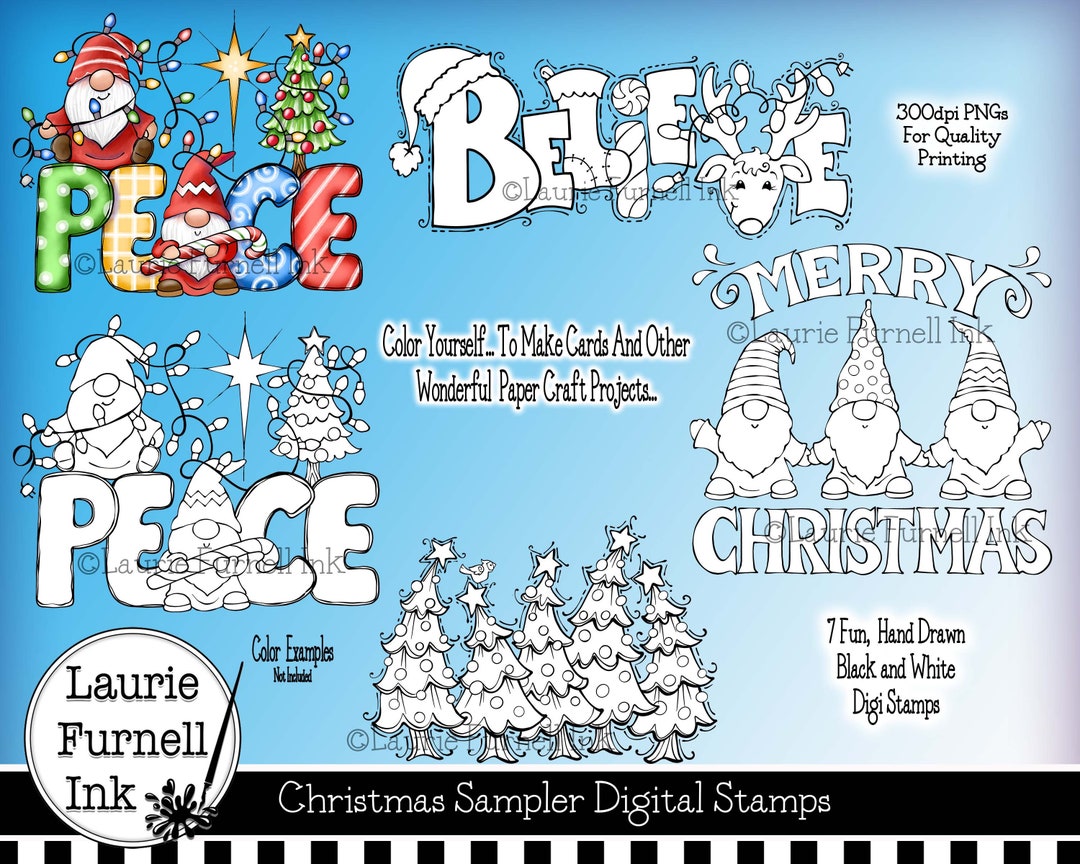 Christmas Gnome Digi Stamp, Christmas Digi, Christmas Tree Digital ...