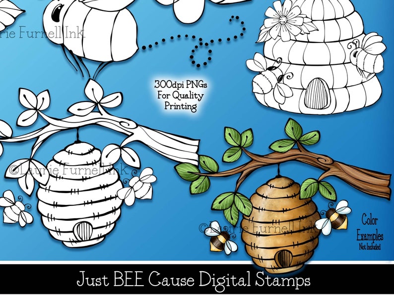 Bee Digi Stamps Beehive Digi Stamps Adult Coloring Page - Etsy
