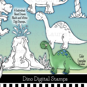 Dinosaur Digital Stamps, Dino Digis, T-rex Digital Stamp, Laurie ...