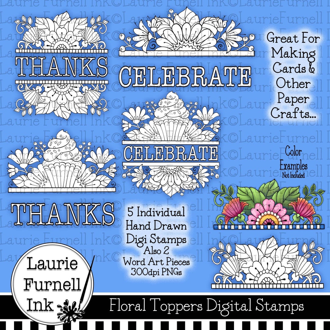Flower Digital Stamps, Garden Digital Stamps, Digi Stamps, Adult ...