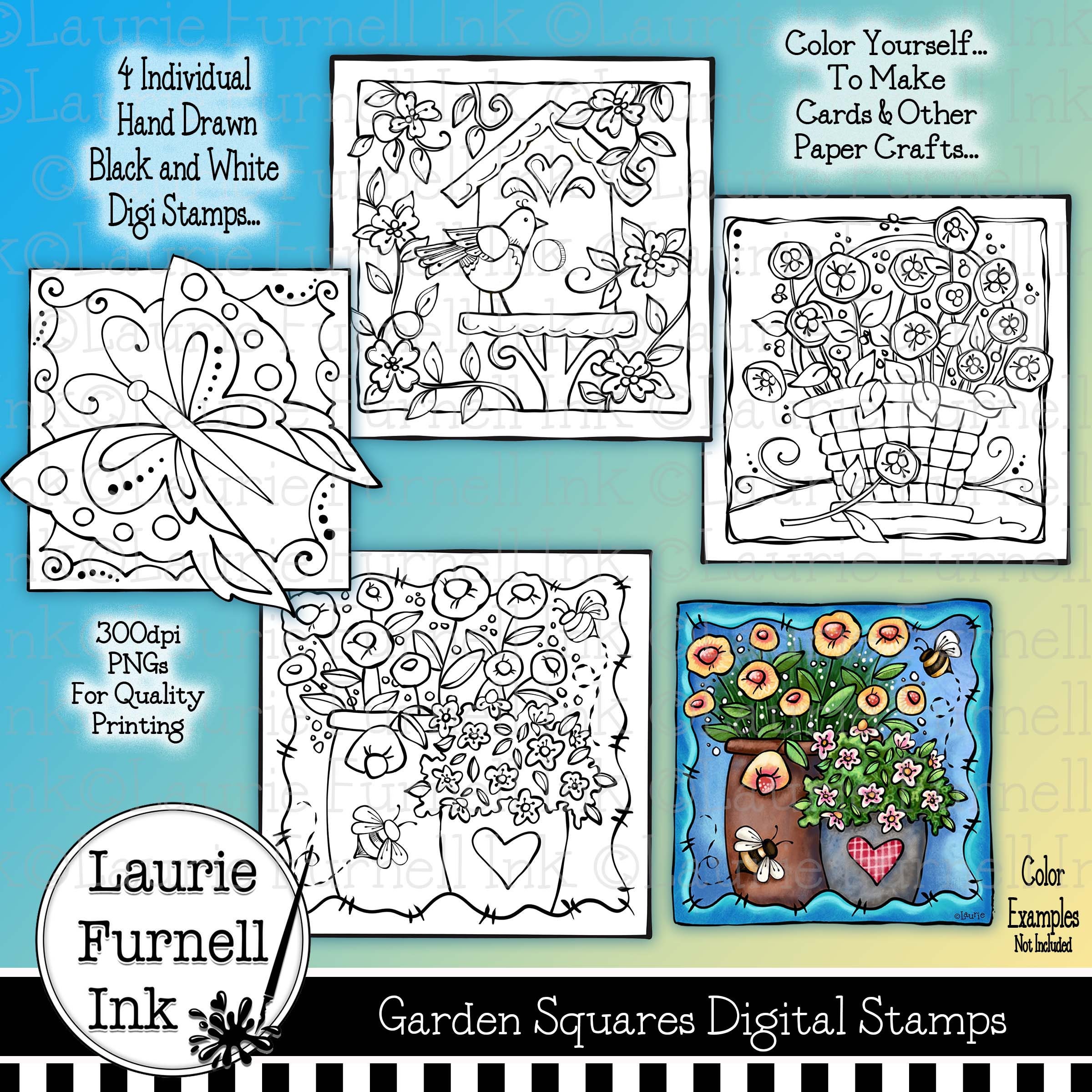 Flowers Digital Stamps Garden Digital Stamps Digi Stamps - Etsy