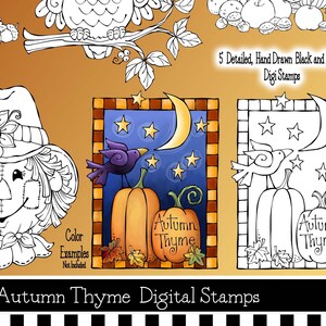 Autumn Digi Stamps, Thanksgiving Digital Stamp, Scarecrow Digital,fall ...