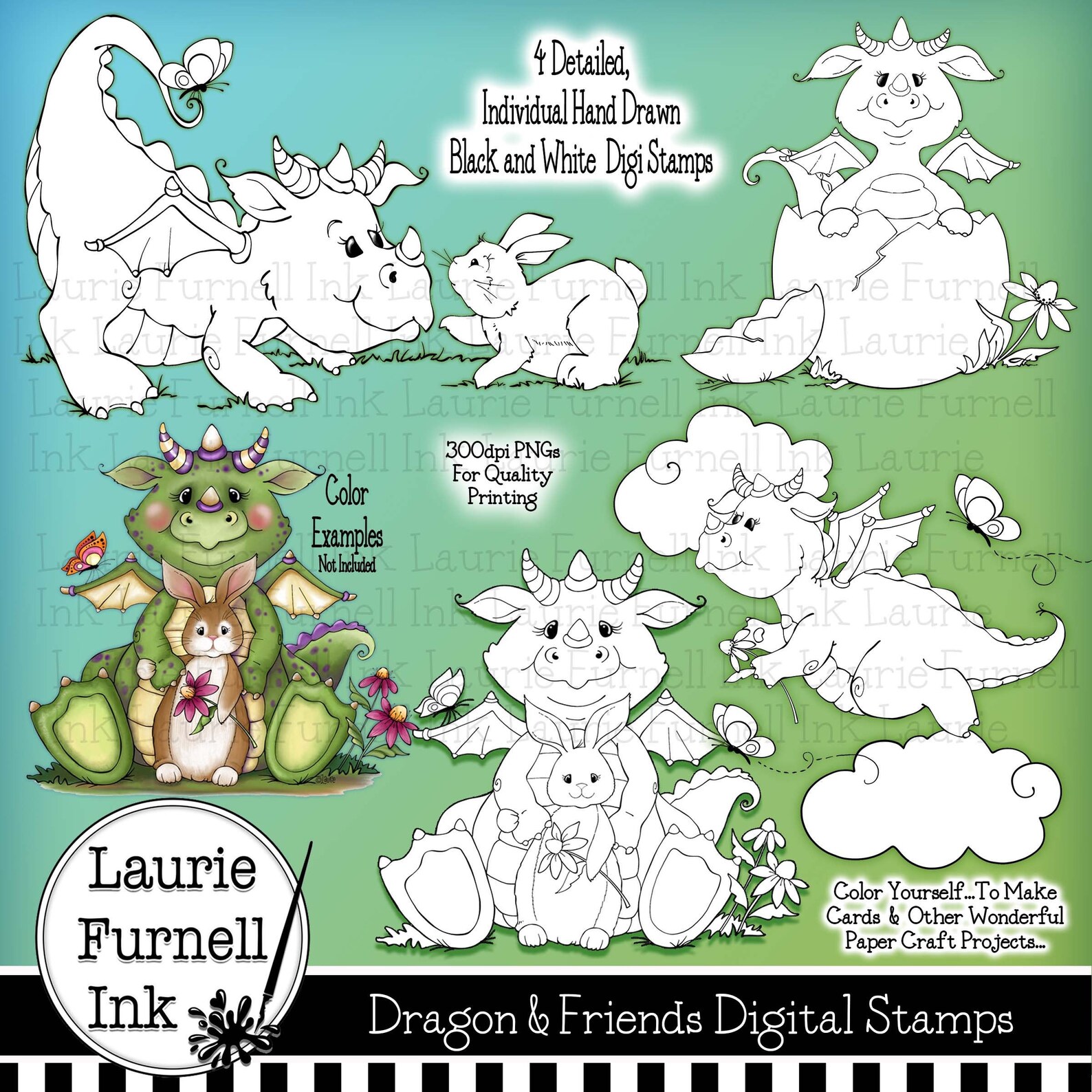 Dragon Digi Stamps/cute Dragon Digital Stamps/baby Dragon Digi | Etsy