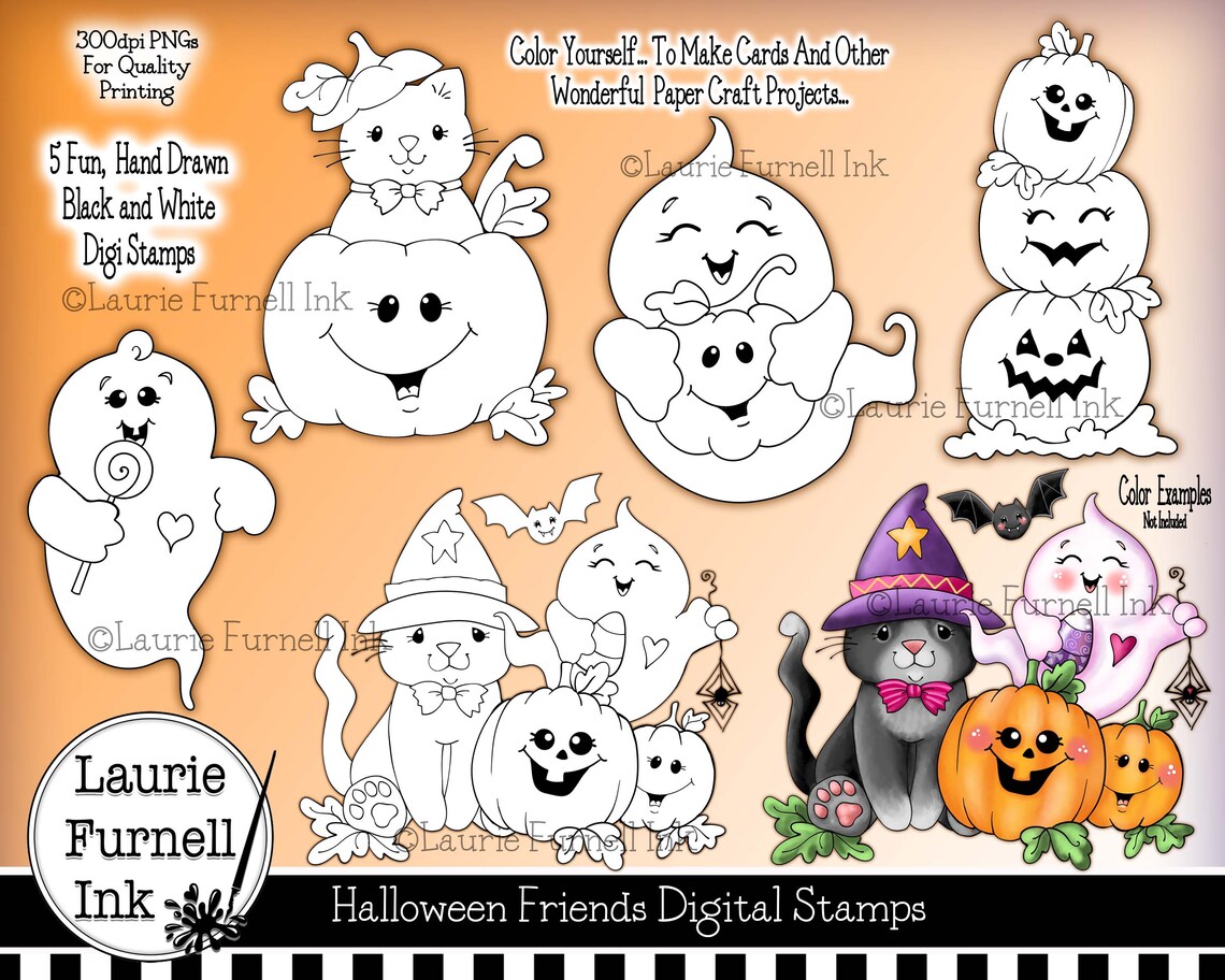 Halloween Digital Art, Halloween Clip Art, Hand Drawn Halloween Art ...