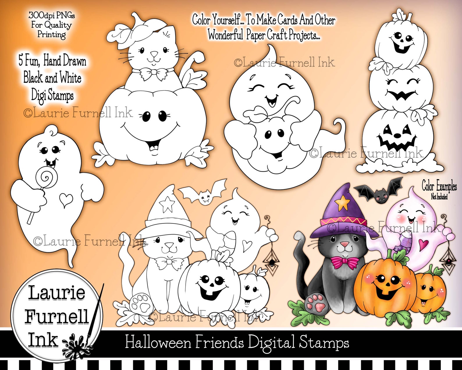 Halloween Digital Art Halloween Clip Art Hand Drawn - Etsy