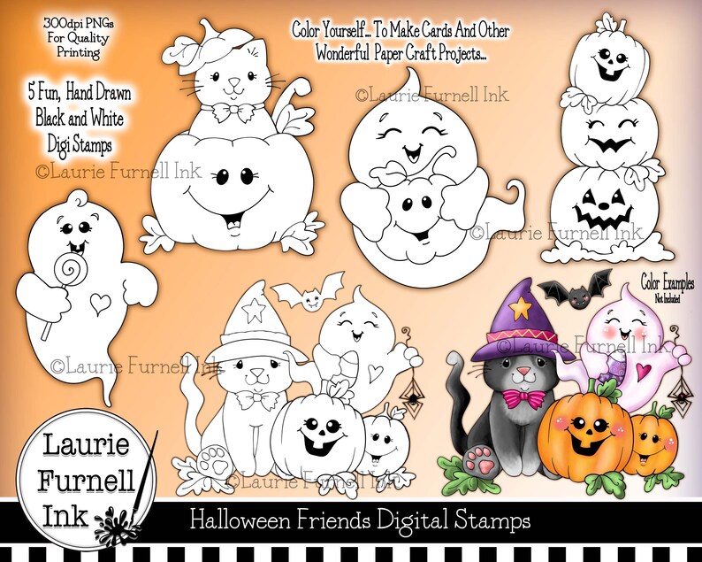 Halloween Digital Art Halloween Clip Art Hand Drawn - Etsy