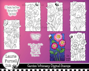 Flowers Digital Stamps, Garden Digital Stamps, Digi Stamps, Adult ...