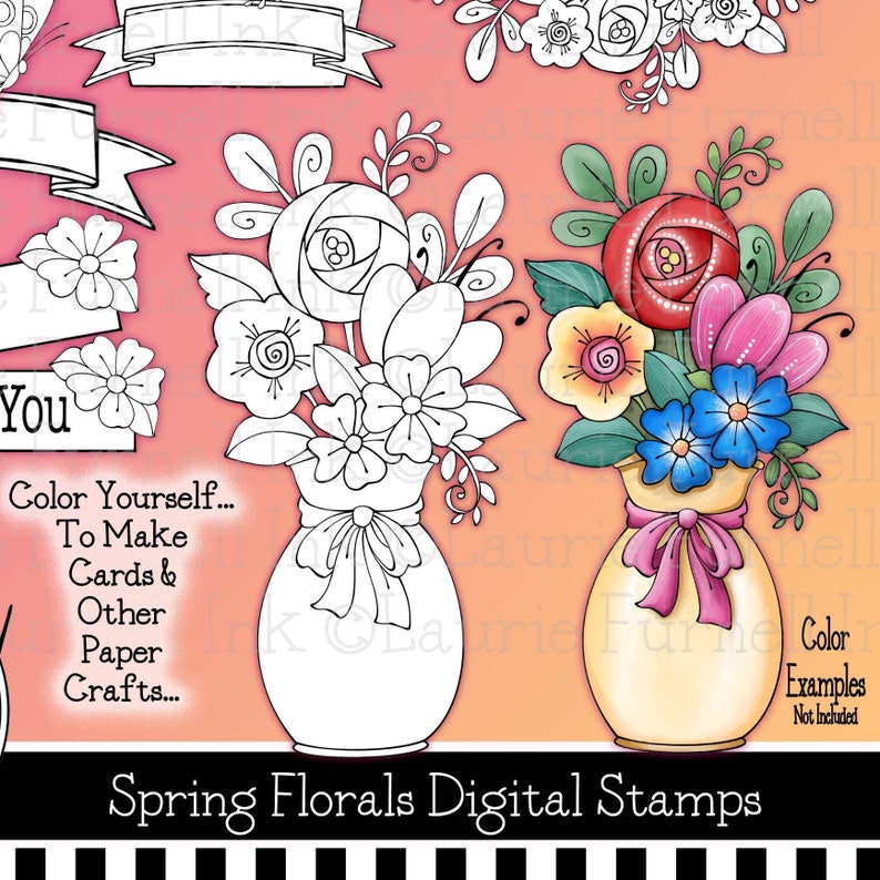 Flowers Digital Stamps Garden Digital Stamps Digi Stamps - Etsy