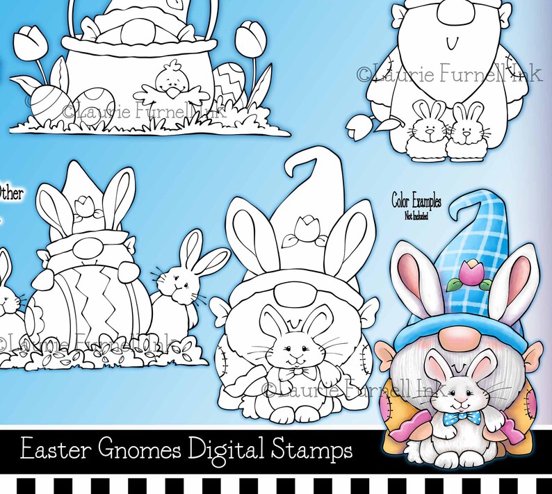 Easter Gnome Clip Art Easter Gnome Digital Stamps Spring - Etsy
