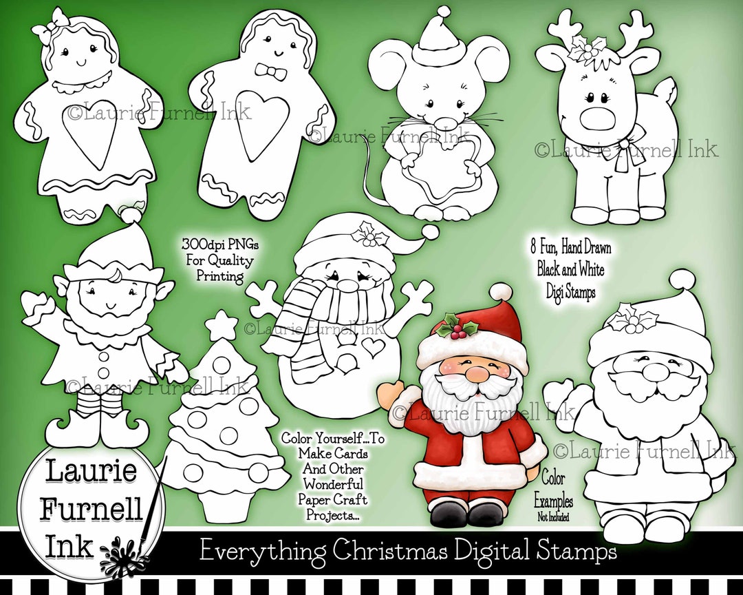 Christmas Digital Stamps, Santa Digi Stamps, Reindeer Digi Stamp ...