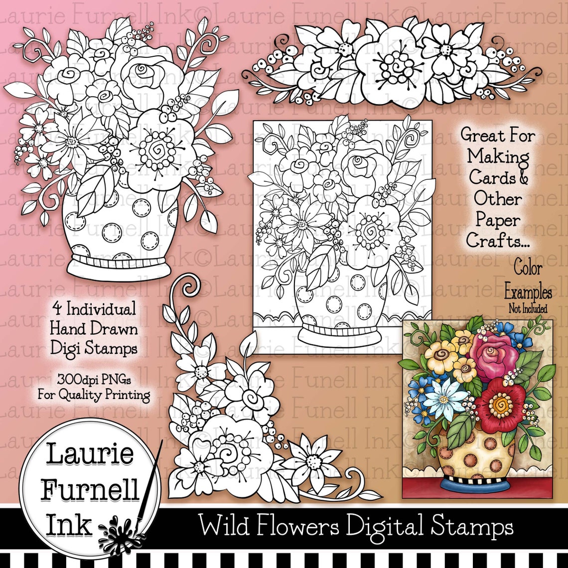 Flowers Digital Stamps Garden Digital Stamps Digi Stamps - Etsy