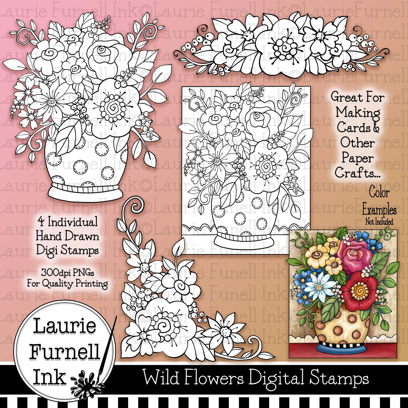 Flowers Digital Stamps Garden Digital Stamps Digi Stamps - Etsy Canada