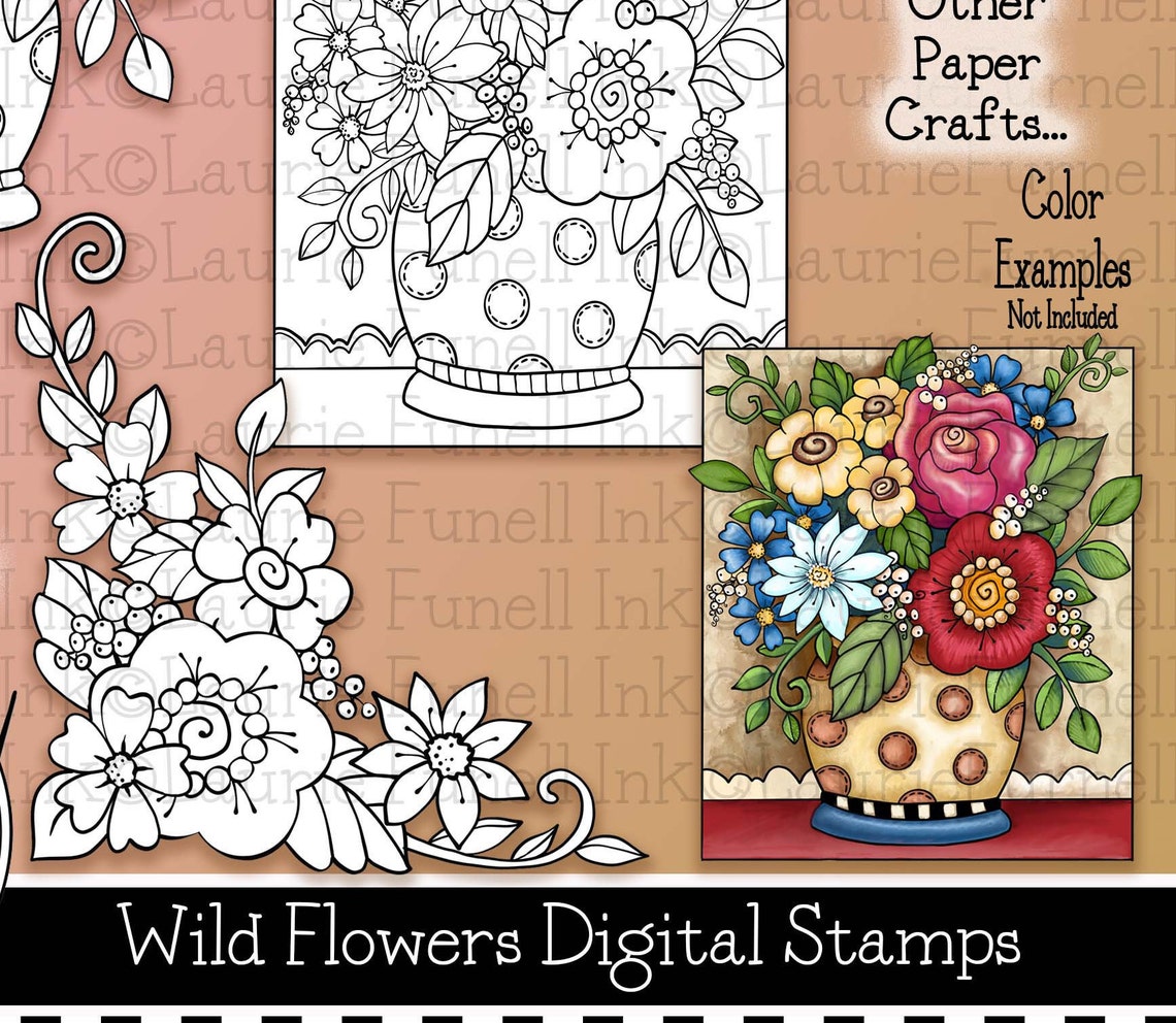 Flowers Digital Stamps Garden Digital Stamps Digi Stamps - Etsy Canada