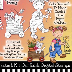 Little Girl Digital Stamps, Cute Kitty Digital Stamps, Digi Stamps ...