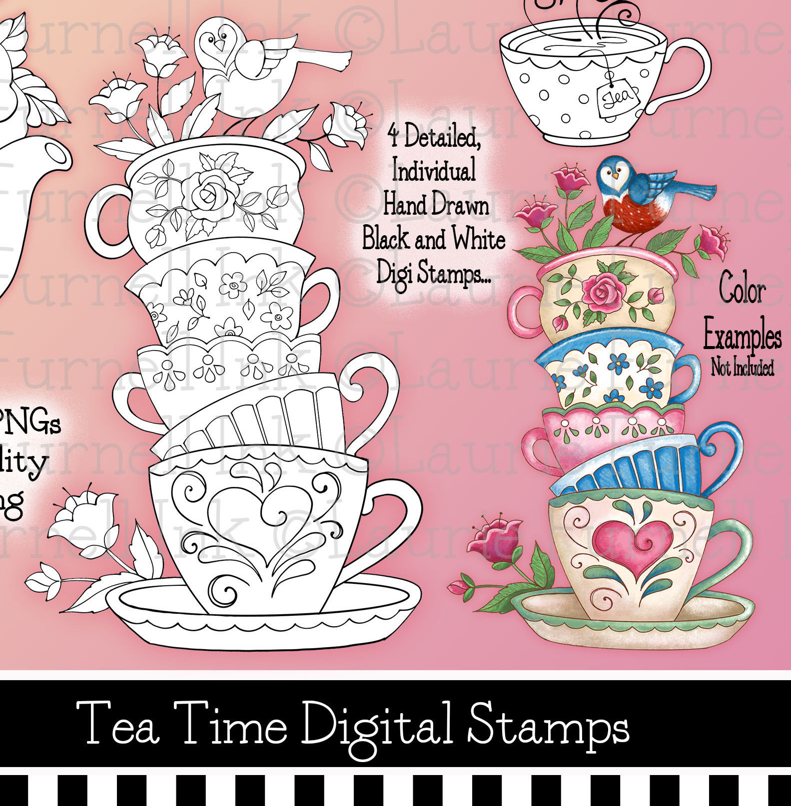 Rose Digital Stamps, Teapot Digital Stamp, Digi Stamps, Coloring Pages ...