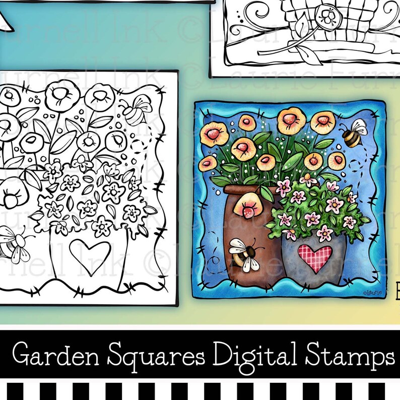 Flowers Digital Stamps Garden Digital Stamps Digi Stamps - Etsy