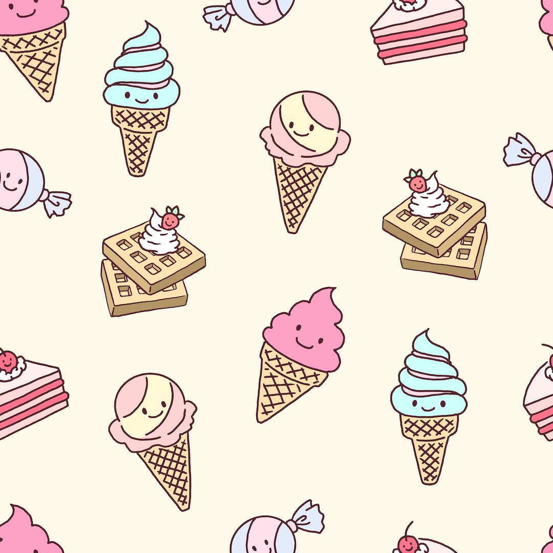 VECTOR - Cute Desserts Seamless Pattern / Instant Download (jpg, Png ...