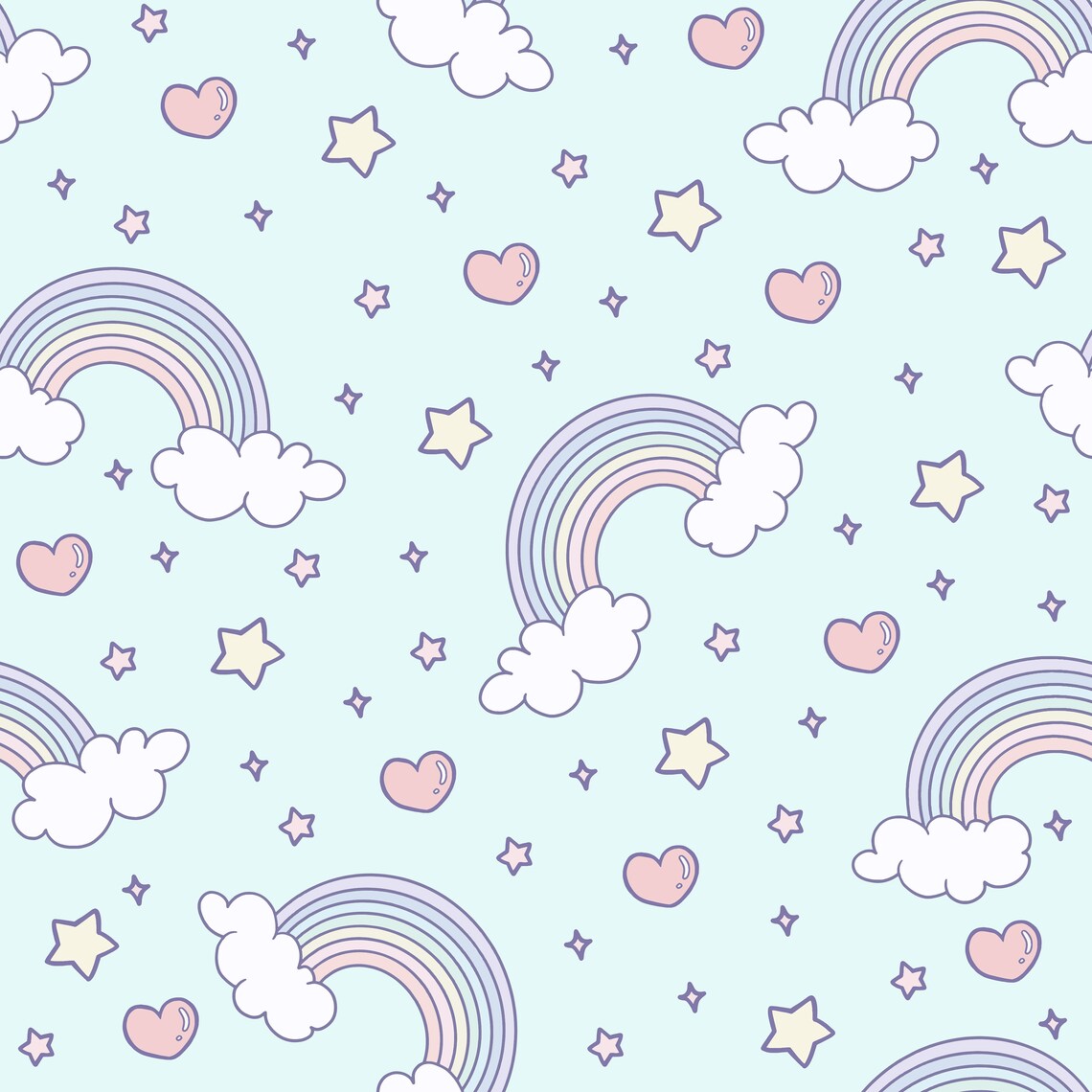 Cute Rainbow Surface Seamless Pattern - Digital Download - Svg, Png ...