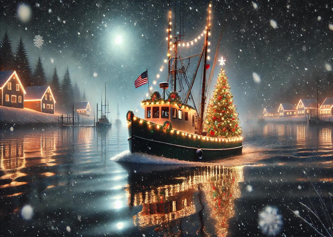 Christmas at Sea - Holiday Harbor Lights Christmas Card - Etsy