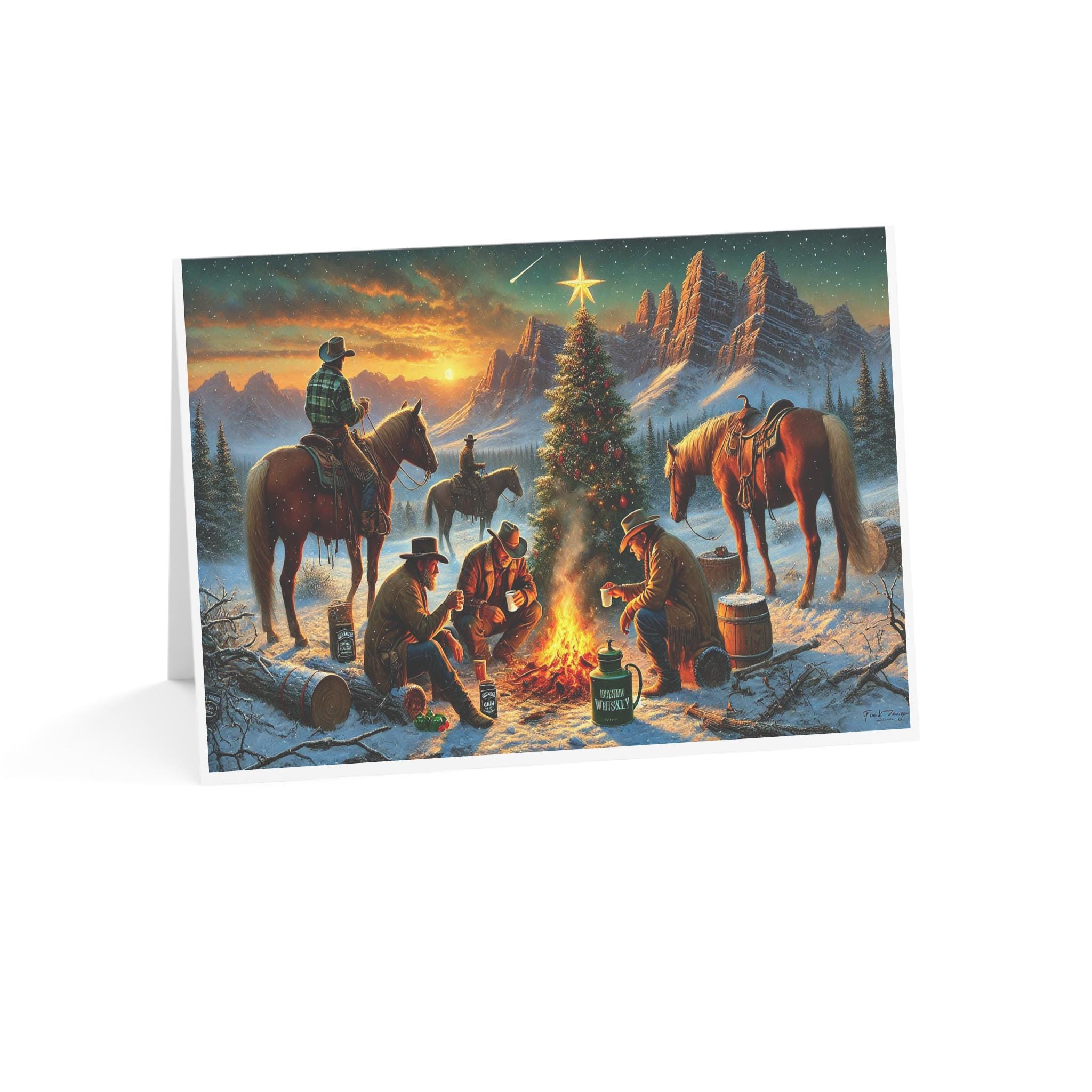 Cowboy Christmas Campfire Christmas Card - Etsy