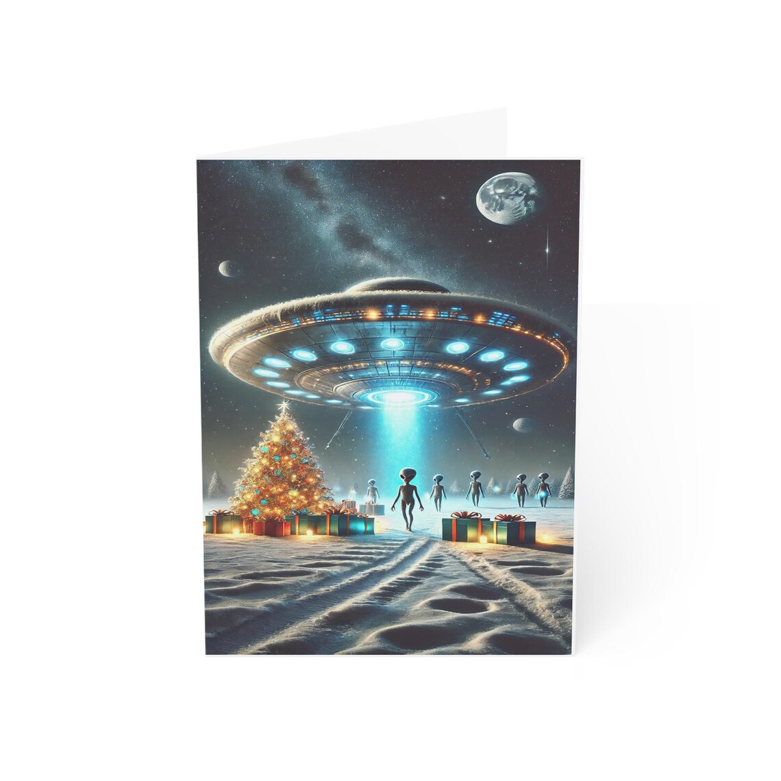 Retro UFO Christmas Card – Sci-fi Holiday Alien Visitors - Etsy