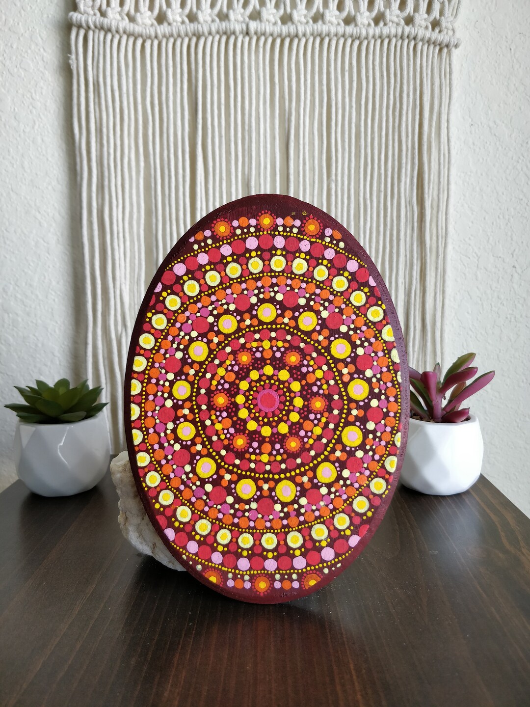 Oblong Mandala Distressed Wood Plaque - Etsy