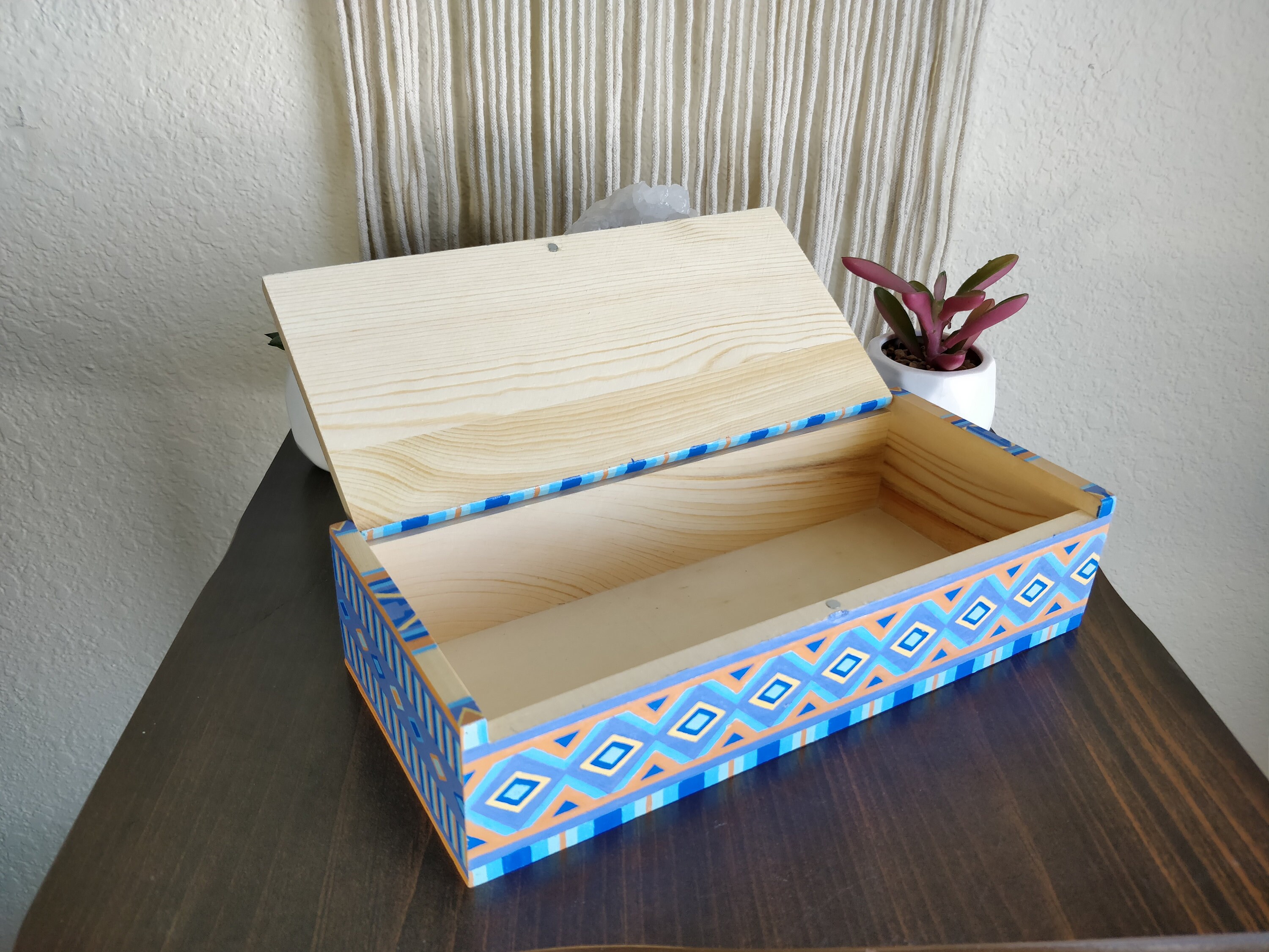 Long Painted Wood Box - Etsy
