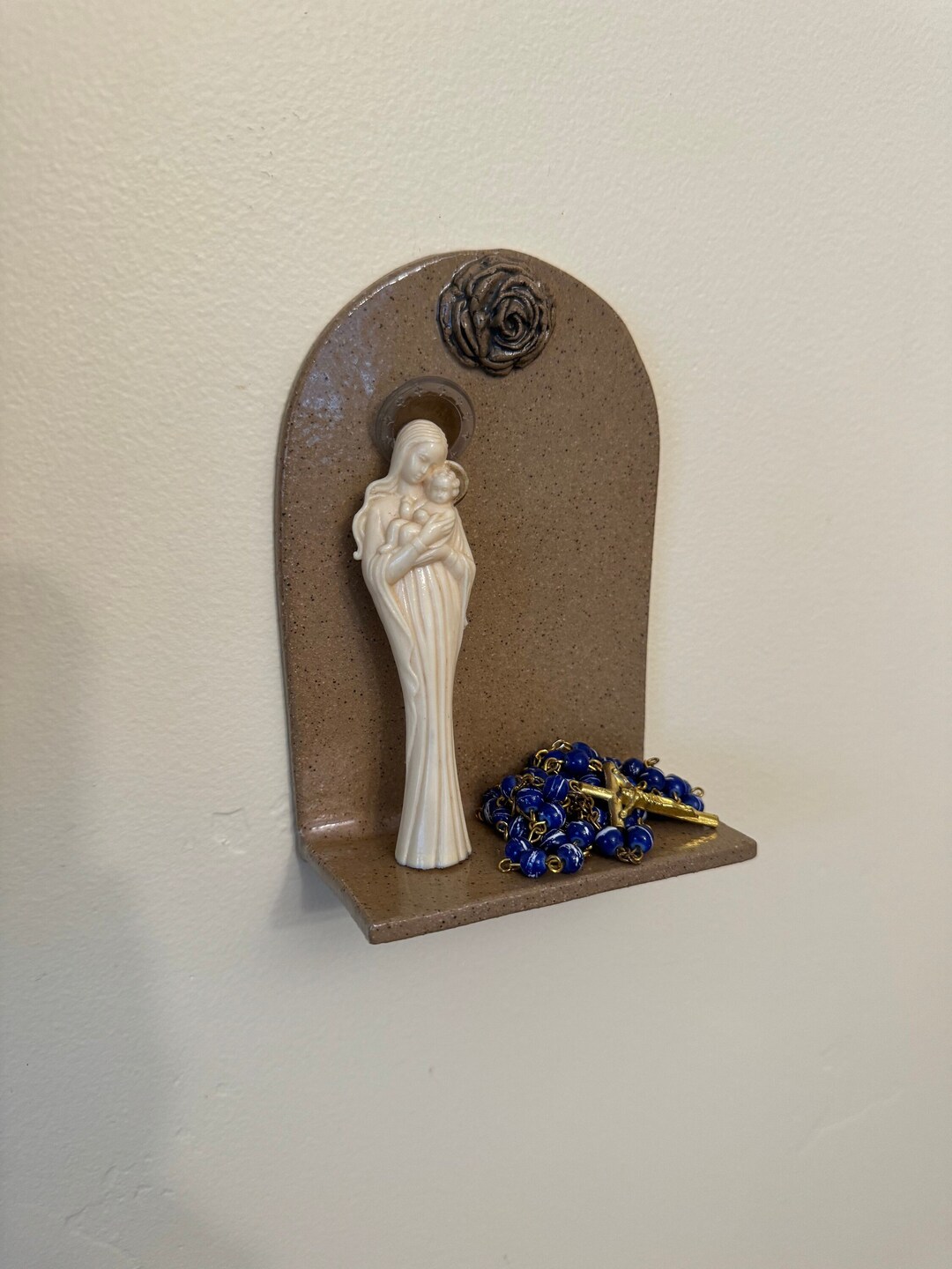 Ceramic Shrine, Niche, Shelf, Altar, With Clay Rose Wall Decor for ...