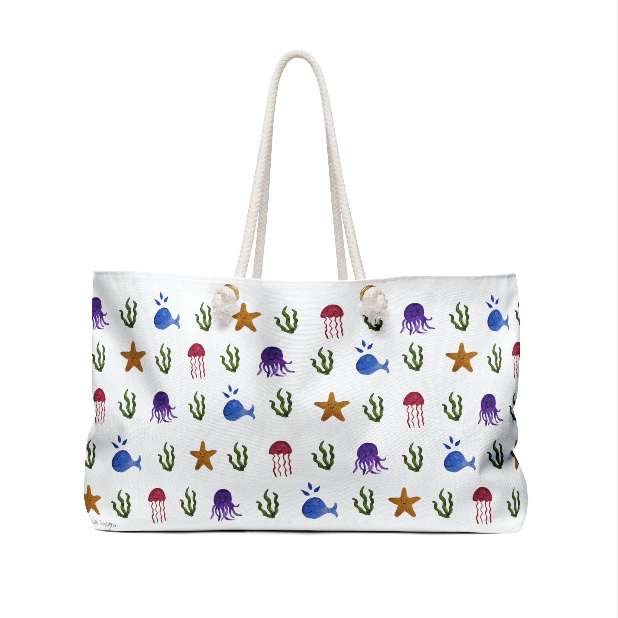 Sea Creatures Beach Bag | Large Beach Bag | Large Tote | Boat Bag ...