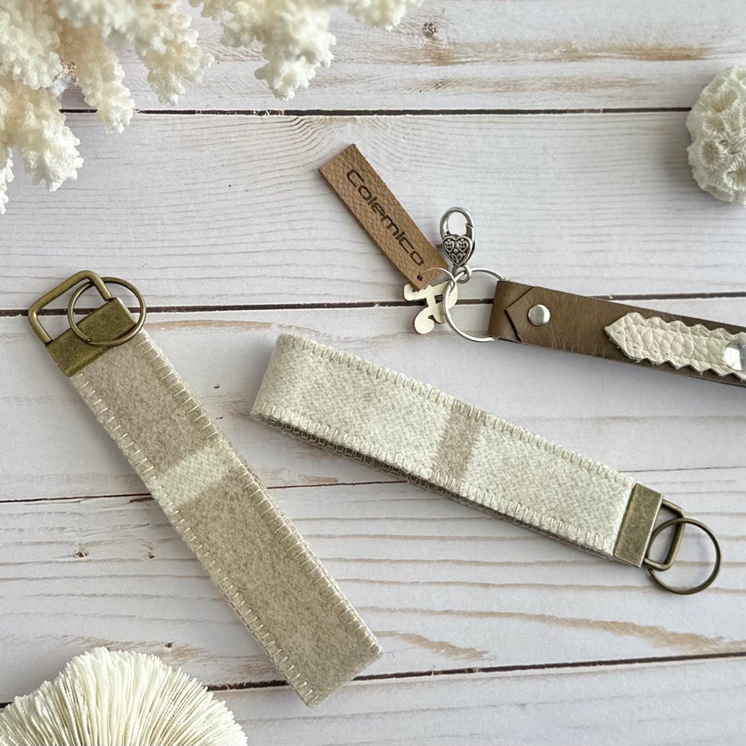 Cashmere Keychain Wristlet With Crystal Accents, Personalized Key Fob ...