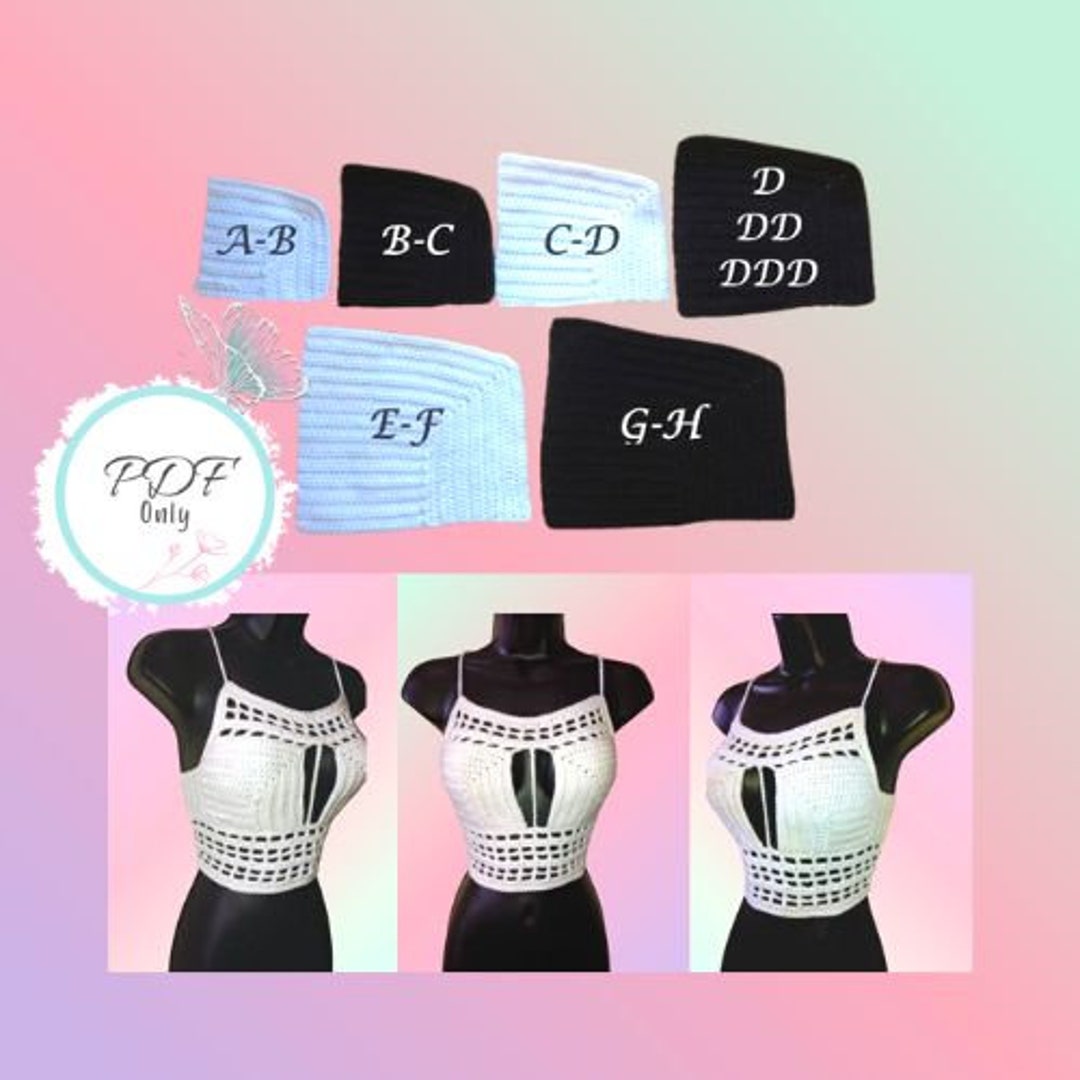 Crochet Rectangle Bra Cup Pattern Sizes A H Etsy