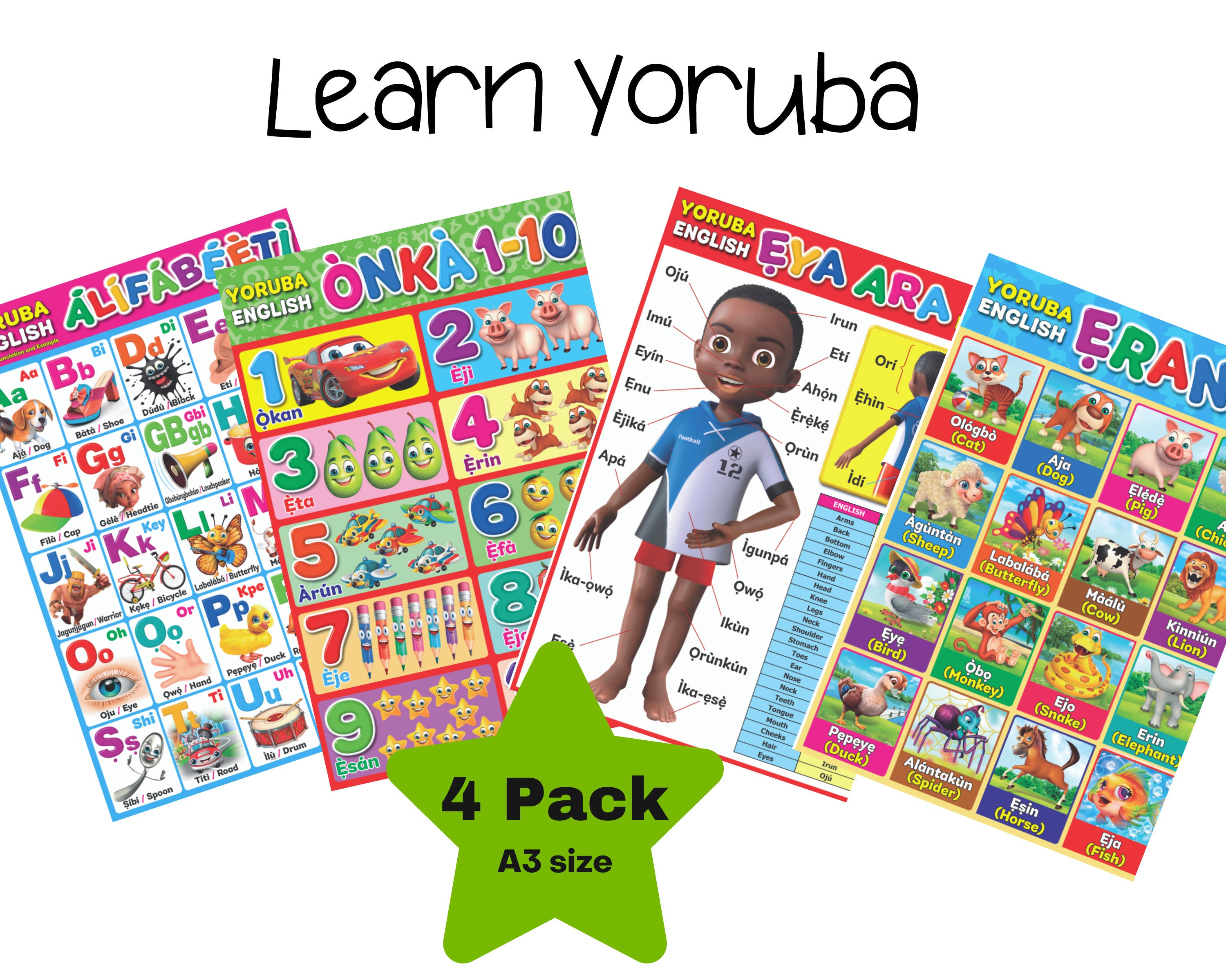 Premium A3 Yoruba Educational Posters for Children, Toddlers, Adults |4 ...