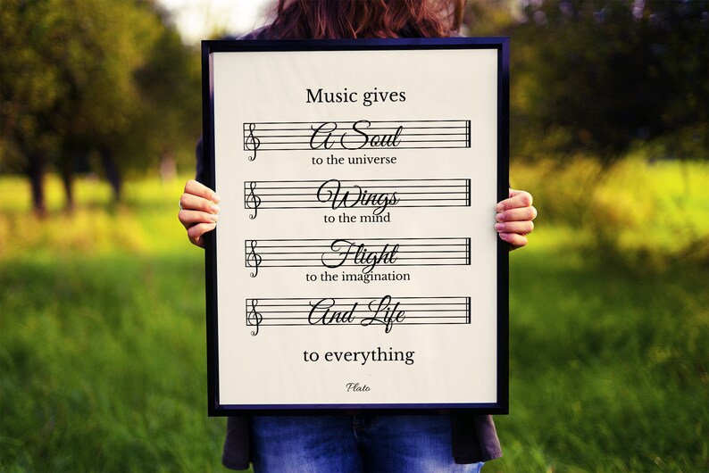 Music Gives a Soul to the Universe, Wings to the Imagination PRINTABLE ...
