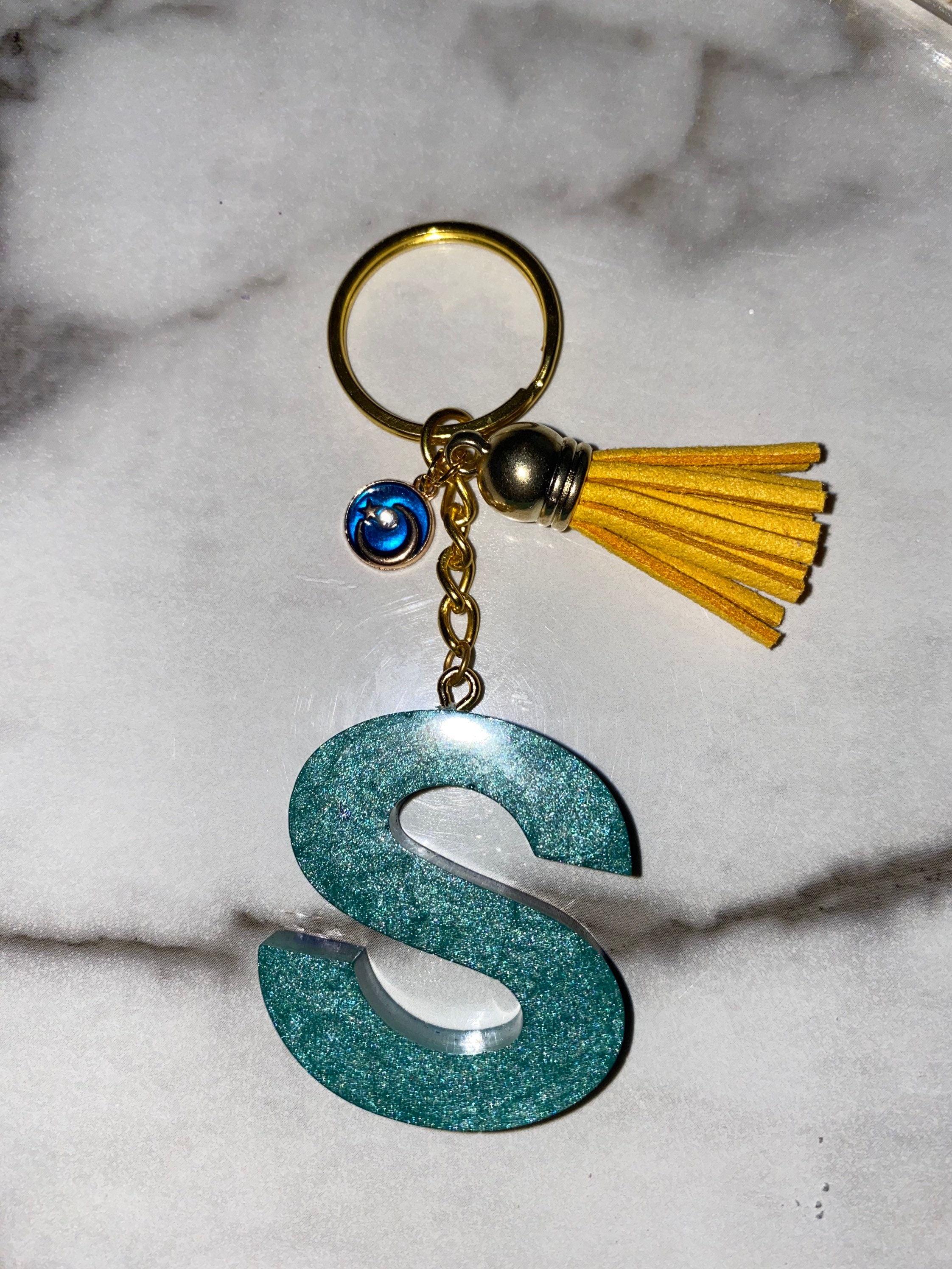 Resin Letter Keychains /initials/ Initial Keychain / Letter Keychains ...