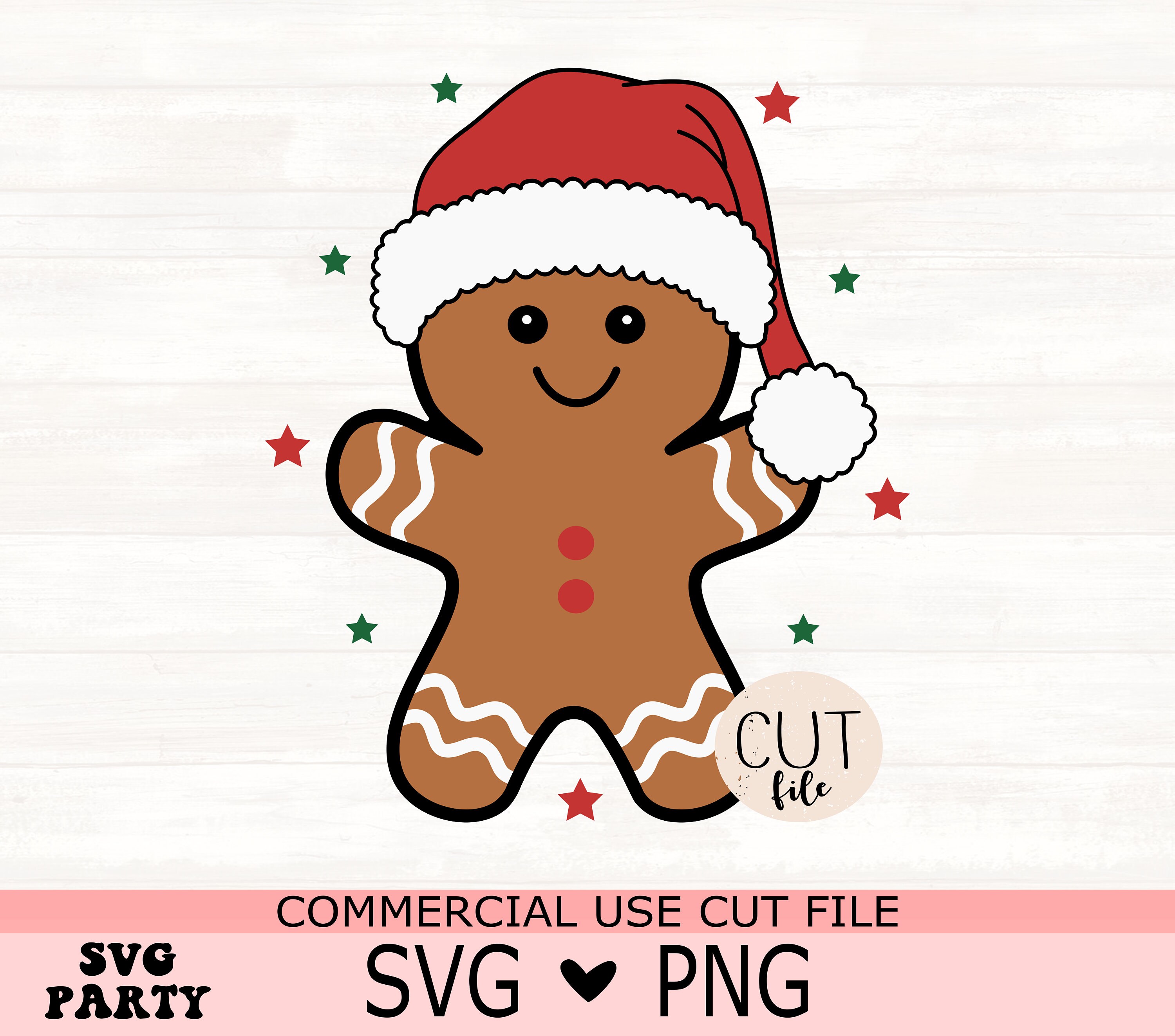 Svg Png Digital File Gingerbread Santa Hat Christmas Kids Children's ...