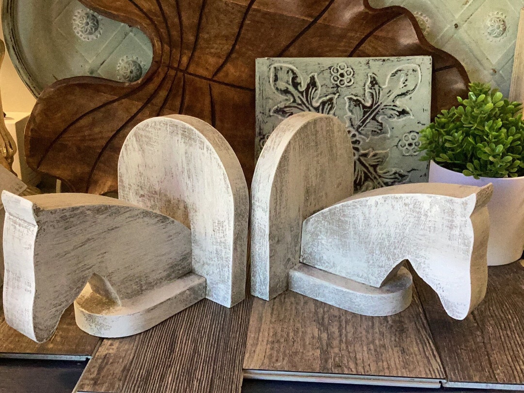 Horse Bookends Shabby French Country Distressed Chippy up Cycled Wood ...