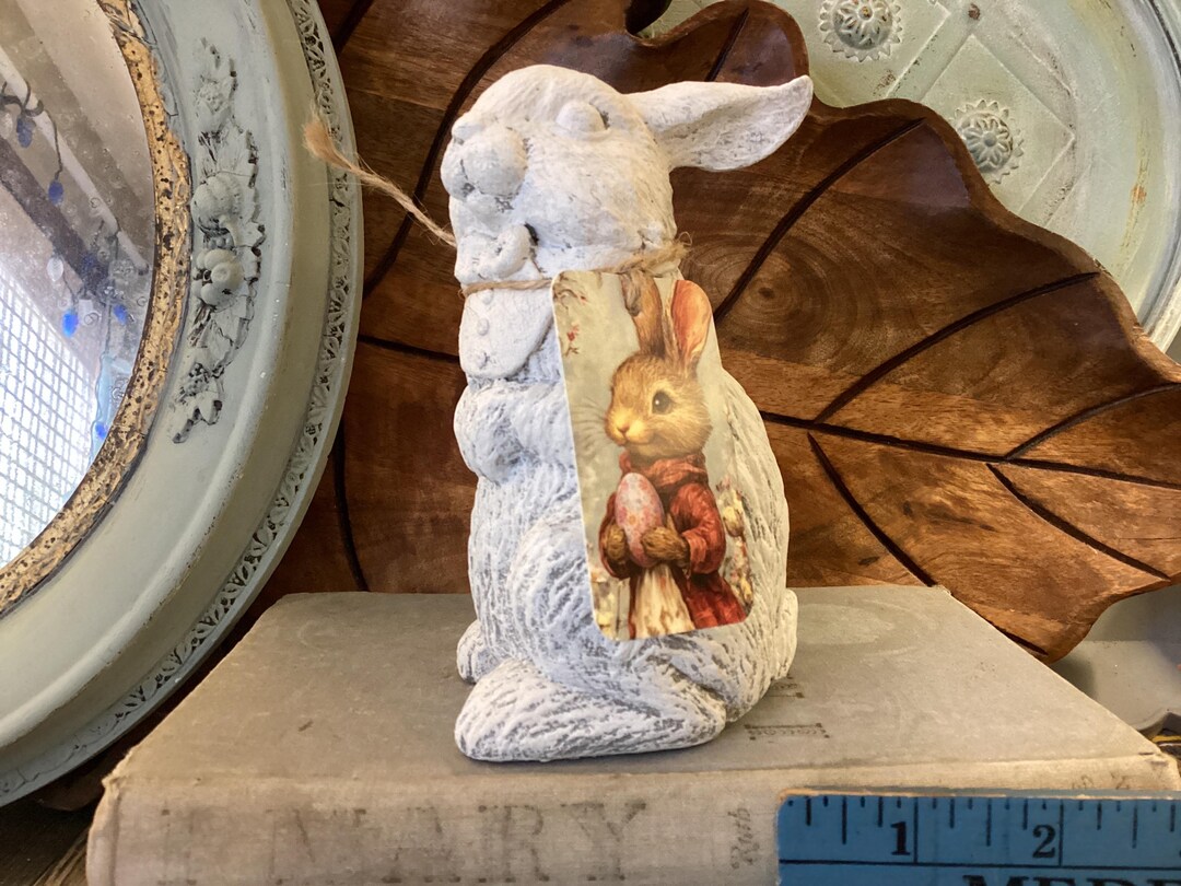 French County Rabbit Bunny in Tux Upcycled Shabby Easter Decor Chippy ...