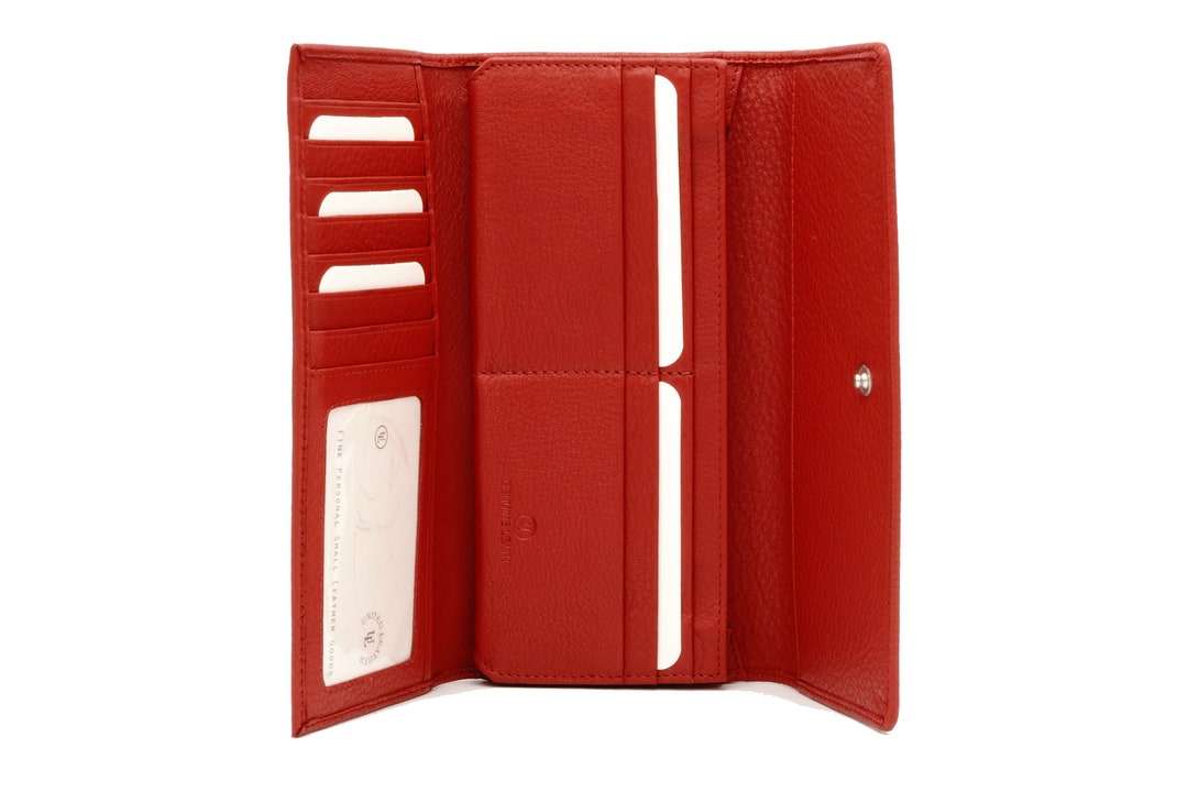 Large Women's Leather Wallet With Extra Card Slots - Etsy