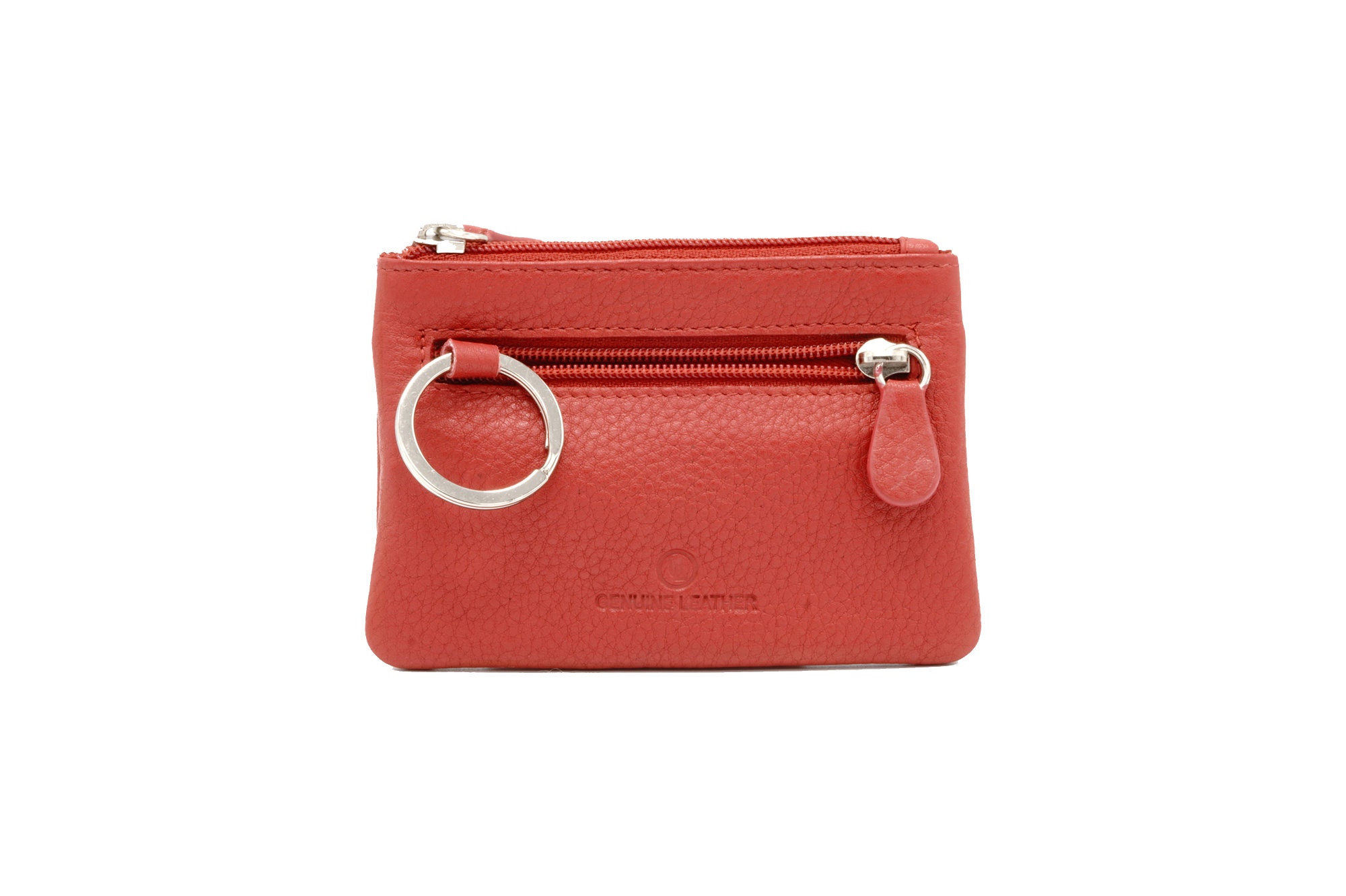 Small Leather Coin Pouch With ID Window and Keyring - Etsy