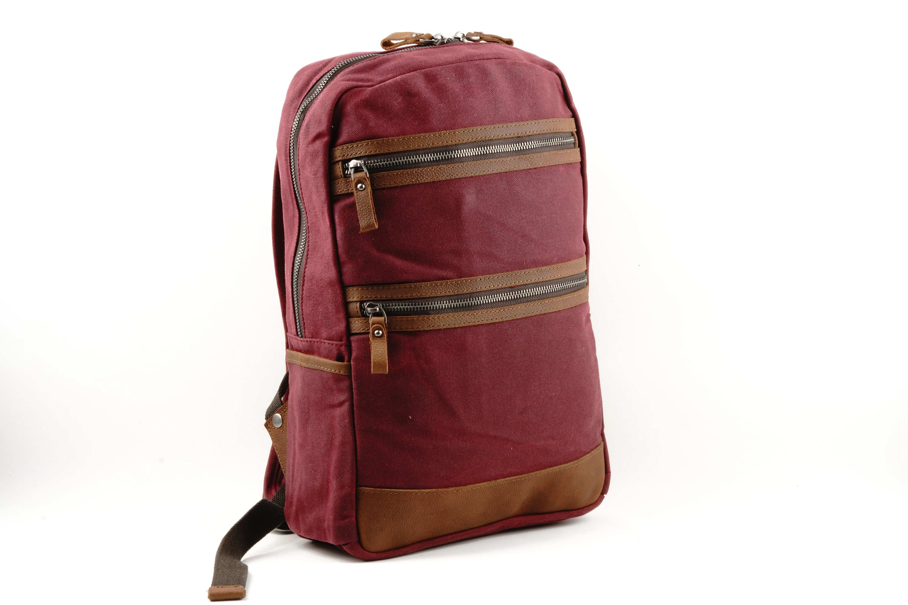 Waxed Canvas Backpack With 4 Zipper Openings 100% Waterproof | Etsy