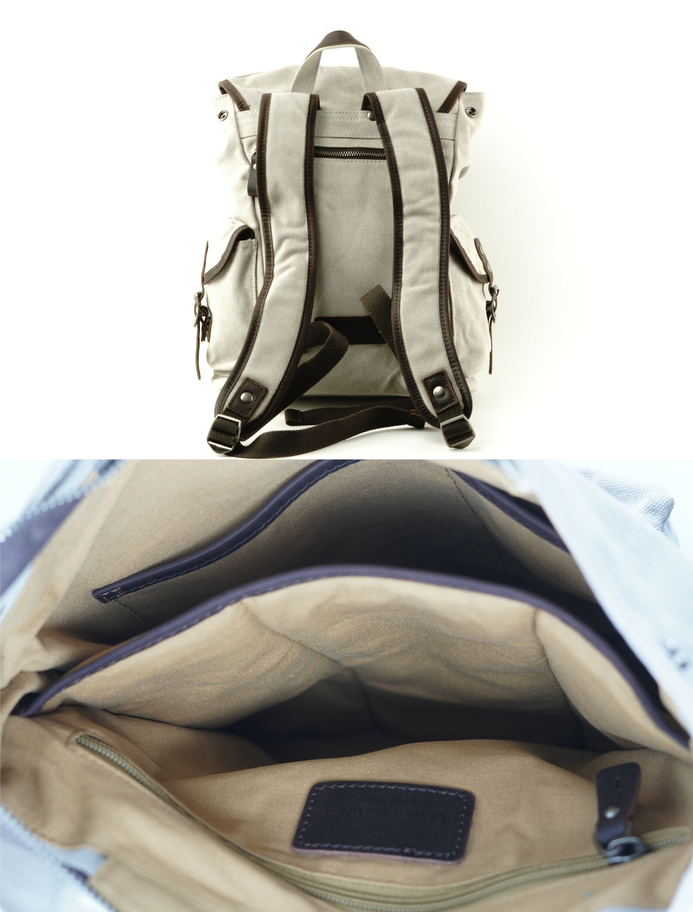 Small Canvas Backpack With Genuine Leather Trim, Fits 15" Laptop - Etsy
