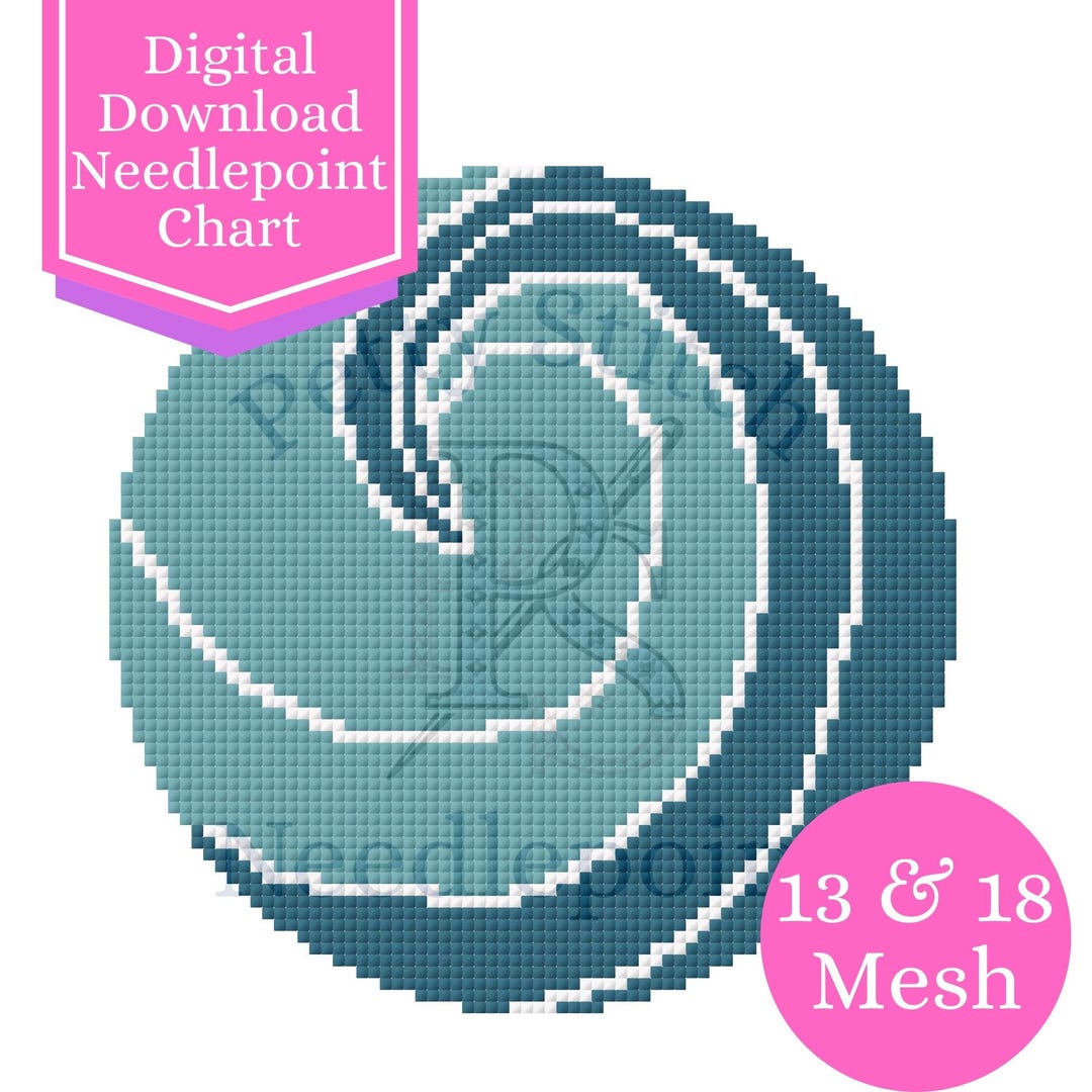 Ocean Wave Needlepoint Pattern | Coastal Nautical Design (PDF ...